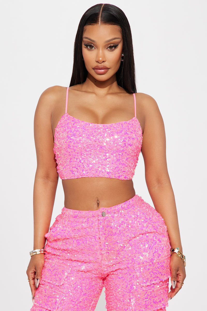 Always Sparkle Sequin Pant Set Pink Fashion Nova Matching Sets