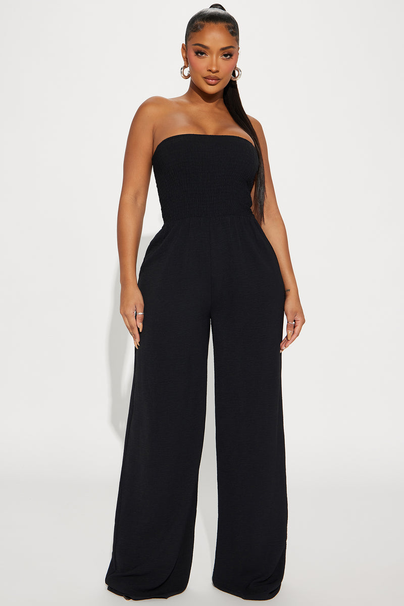 Mabel Smocked Jumpsuit Black Fashion Nova Jumpsuits Fashion Nova
