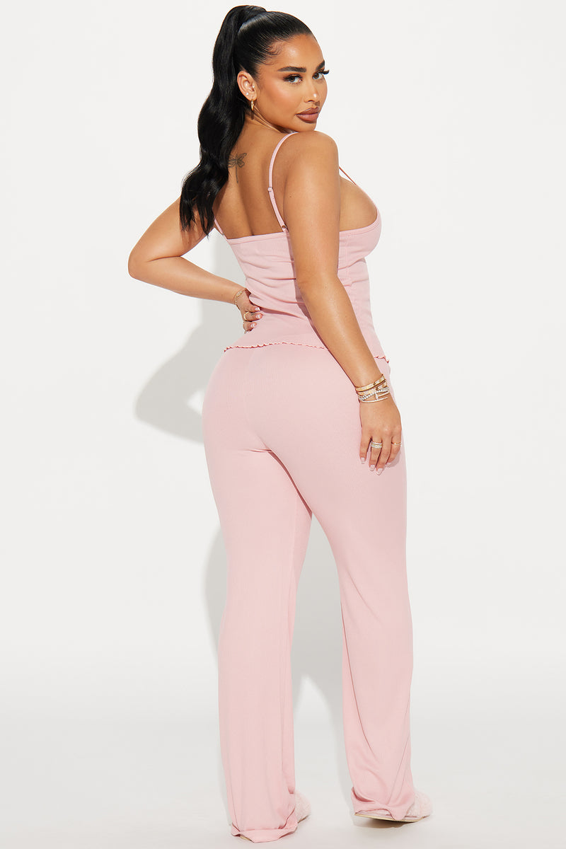 Sundays Are For Snuggling Ribbed Pj Pant Set Pink Fashion Nova