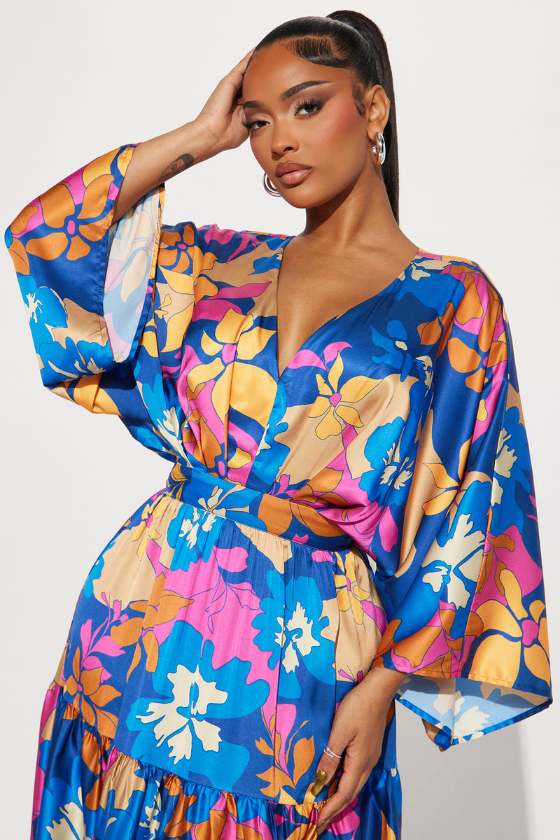 Summer Days Satin Maxi Dress - Blue/combo | Fashion Nova, Dresses | Fashion Nova