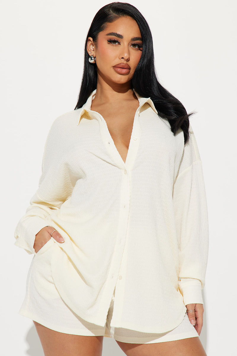 Bethany Textured Short Set Cream Fashion Nova Matching Sets