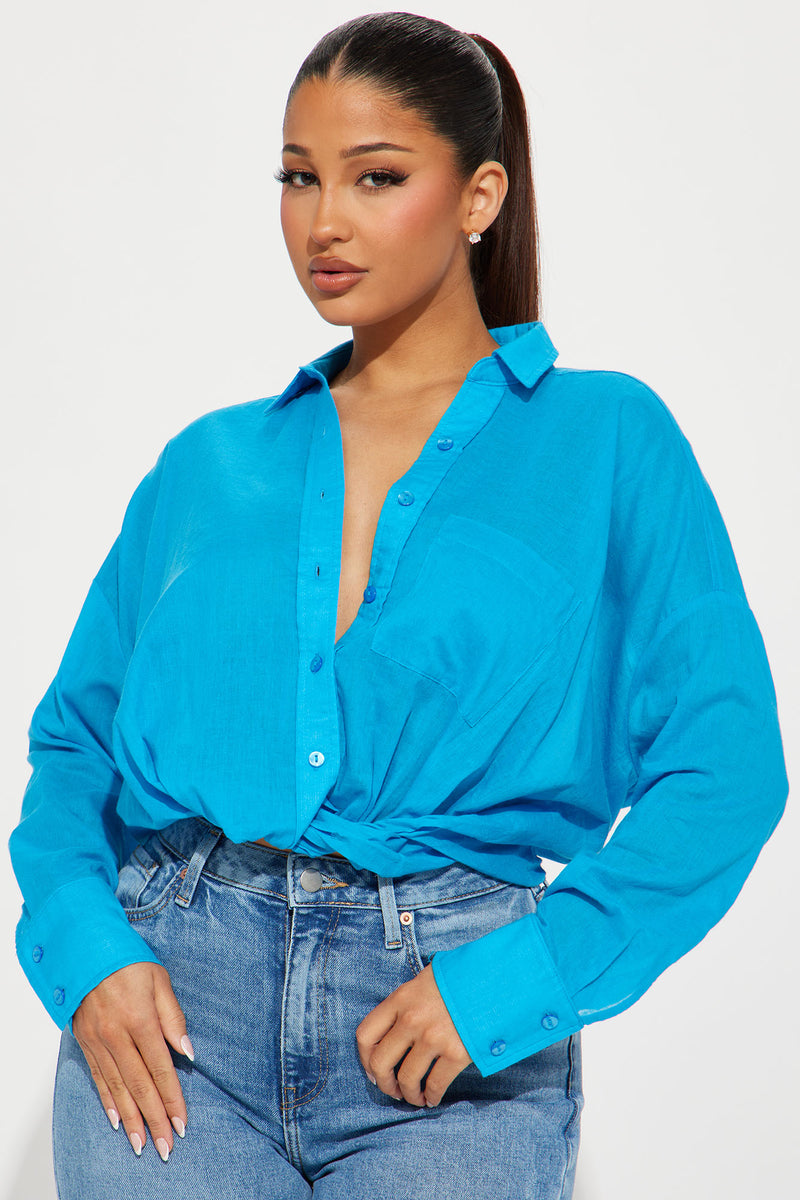 Casual Mood Shirt Blue Fashion Nova Shirts And Blouses Fashion Nova