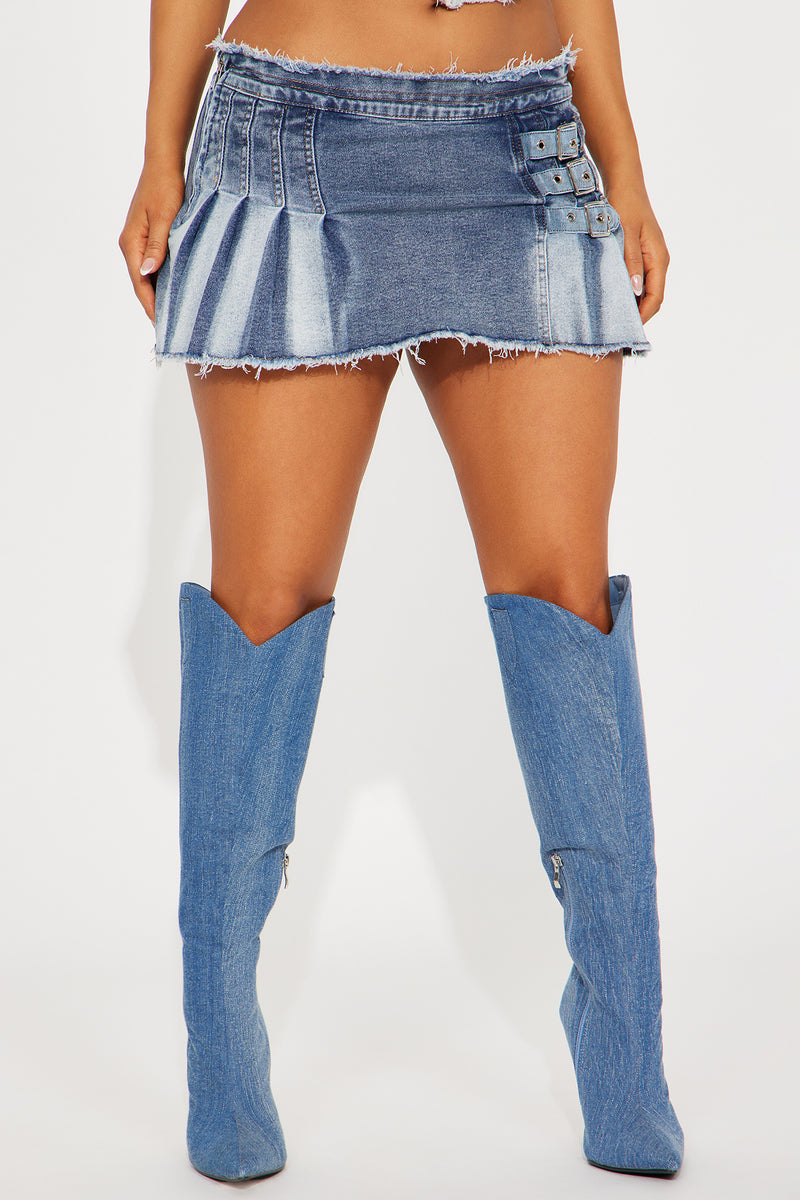 Aleza Pleated Denim Micro Mini Skirt - Medium Wash | Fashion Nova, Skirts | Fashion Nova