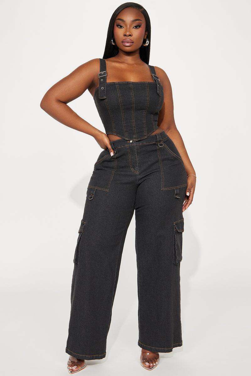 Allyson Denim Pant Set - Dark Wash | Fashion Nova, Matching Sets | Fashion Nova
