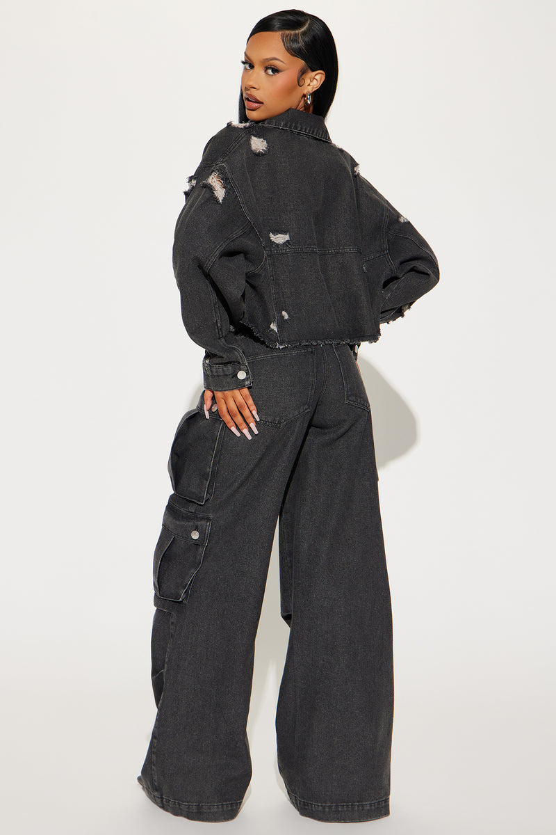 Just Between Us Denim Pant Set - Black | Fashion Nova, Matching Sets | Fashion Nova