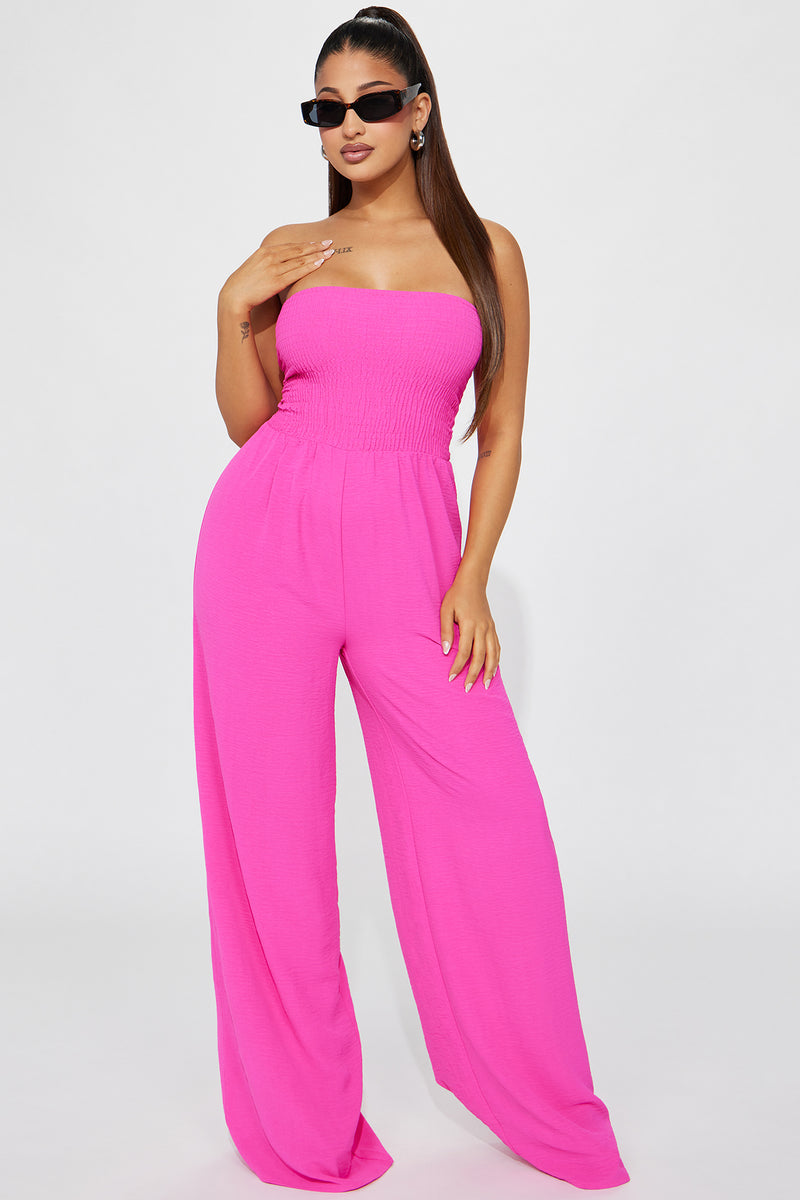 Mabel Smocked Jumpsuit Hot Pink Fashion Nova Jumpsuits Fashion Nova