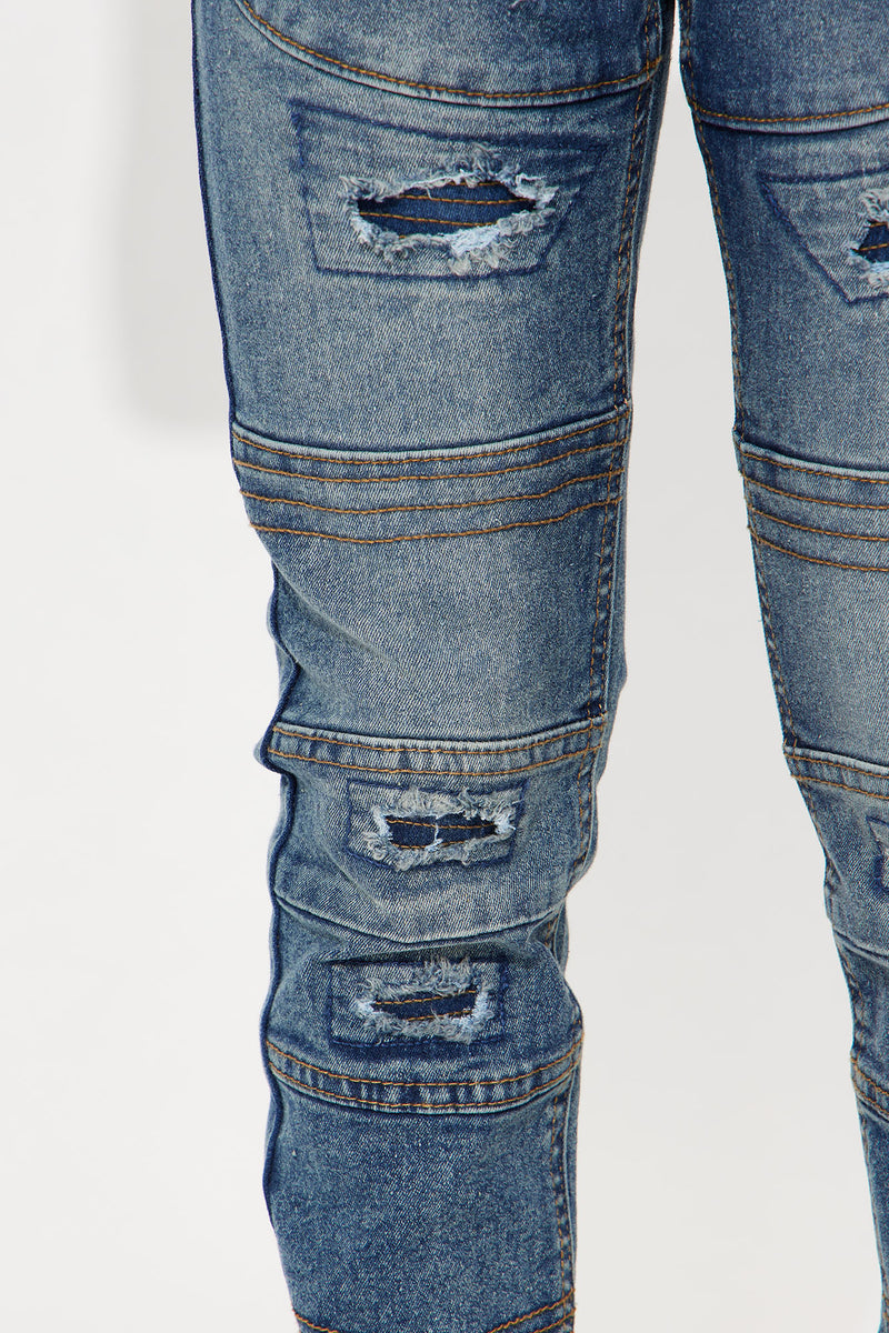 Mini Skinny Rip/Repair Moto Jeans - Indigo | Fashion Nova, Kids Pants & Jeans | Fashion Nova