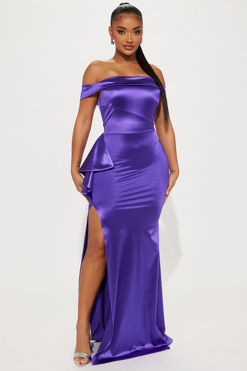 Coralie Off Shoulder Gown Purple Fashion Nova Dresses Fashion Nova
