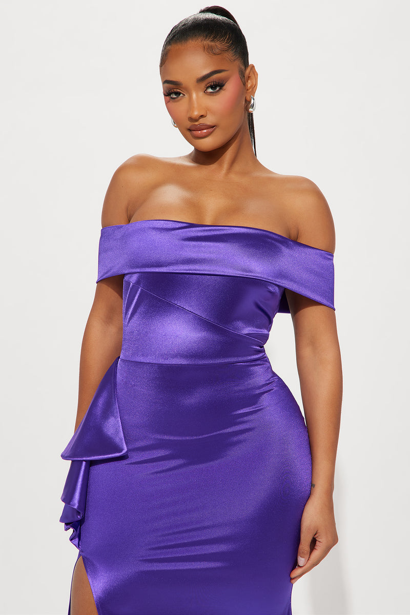 Coralie Off Shoulder Gown Purple Fashion Nova Dresses Fashion Nova