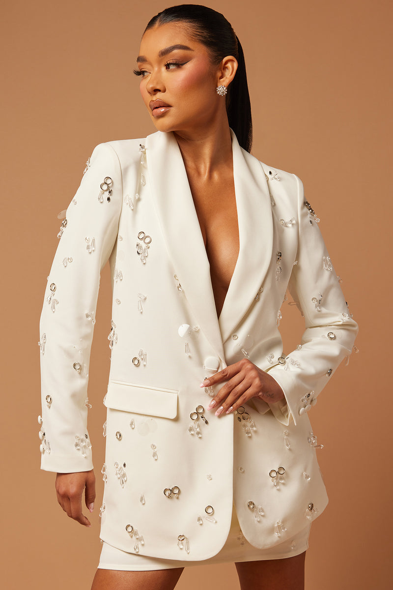 Emery Embellished Blazer - Off White | Fashion Nova, Luxe | Fashion Nova