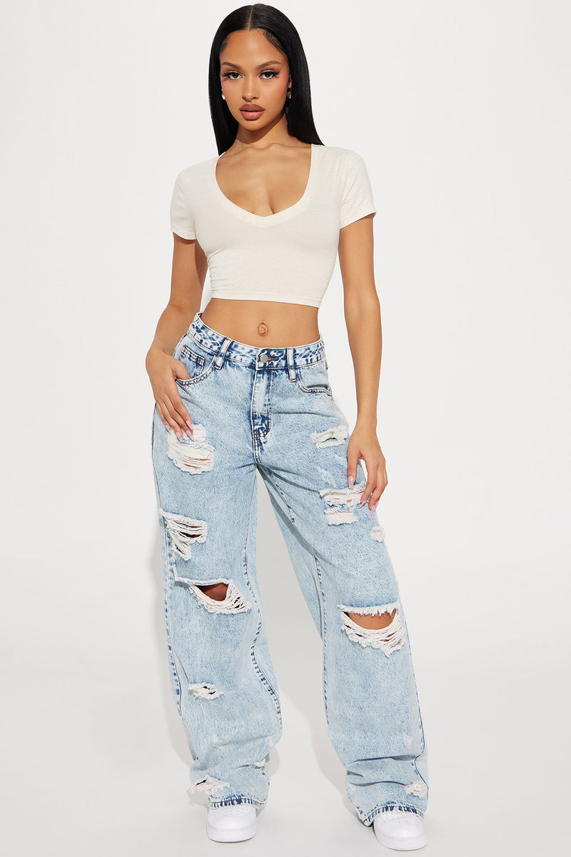 Veronica V-Neck Crop Top - Oatmeal | Fashion Nova, Basic Tops & Bodysuits | Fashion Nova