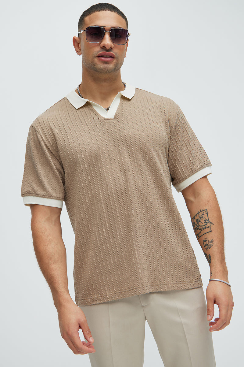 Dog In Me Textured Polo - Taupe/combo | Fashion Nova, Mens Tees & Tanks | Fashion Nova