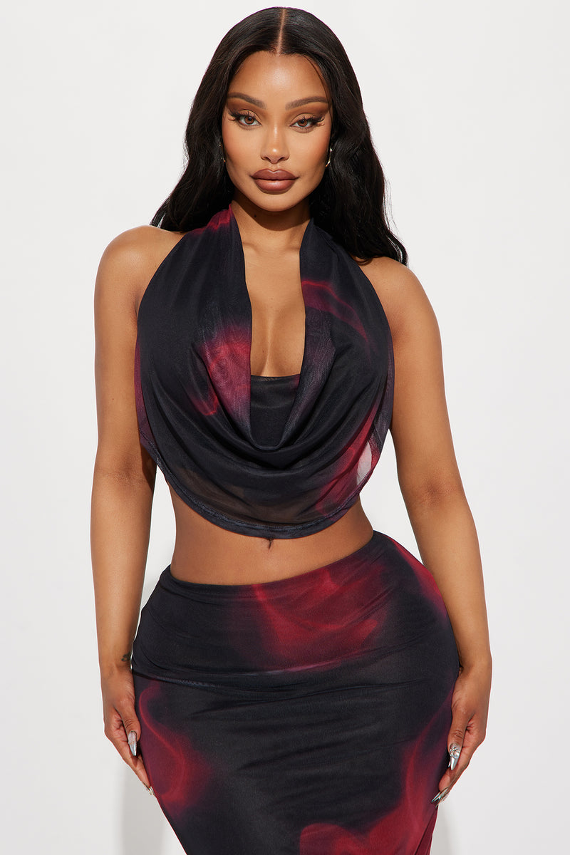 Selene Mesh Skirt Set - Black/Red | Fashion Nova, Matching Sets | Fashion Nova