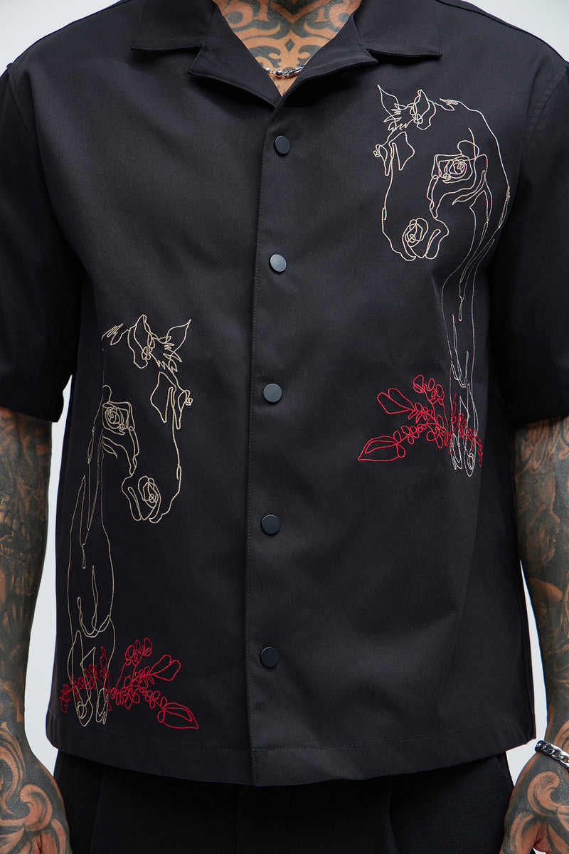 Barnes Embroidery Shirt - Black | Fashion Nova, Mens Shirts | Fashion Nova