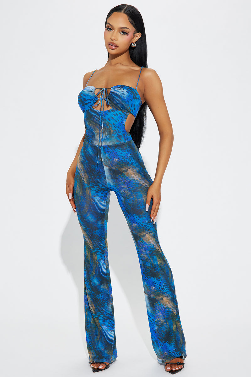 What You're Missing Mesh Jumpsuit - Blue/combo | Fashion Nova, Jumpsuits | Fashion Nova