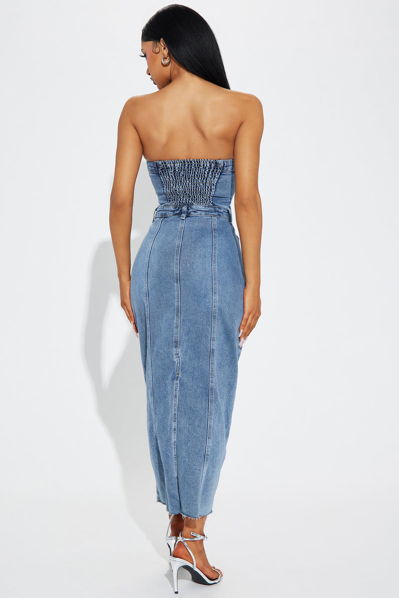 Christa Denim Maxi Dress - Medium Wash | Fashion Nova, Dresses | Fashion Nova