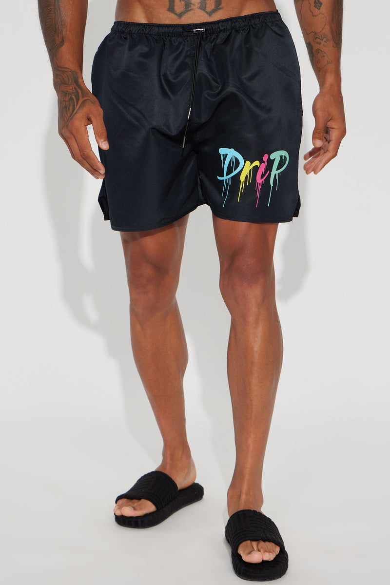 Always Drippin Swim Trunks - Black | Fashion Nova, Mens Swim | Fashion Nova