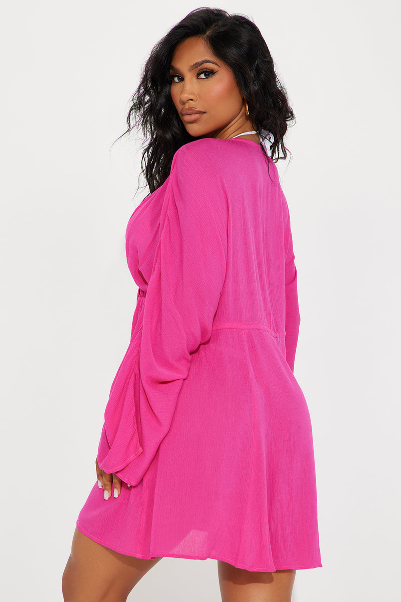Breezy Nights Linen Swim Cover Up Dress Pink Fashion Nova Swimwear