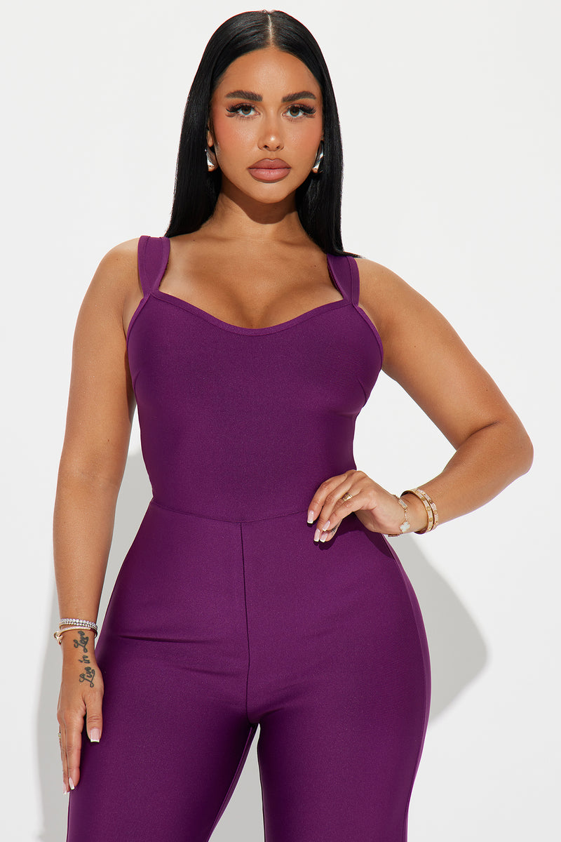 Over The Top Bandage Jumpsuit Plum Fashion Nova Jumpsuits