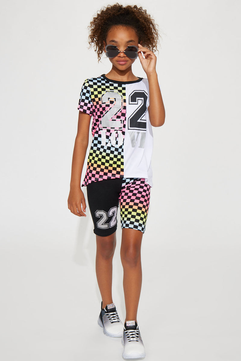 Mini 22 Love Yummy Biker Short Set - White/Black | Fashion Nova, Kids Sets | Fashion Nova