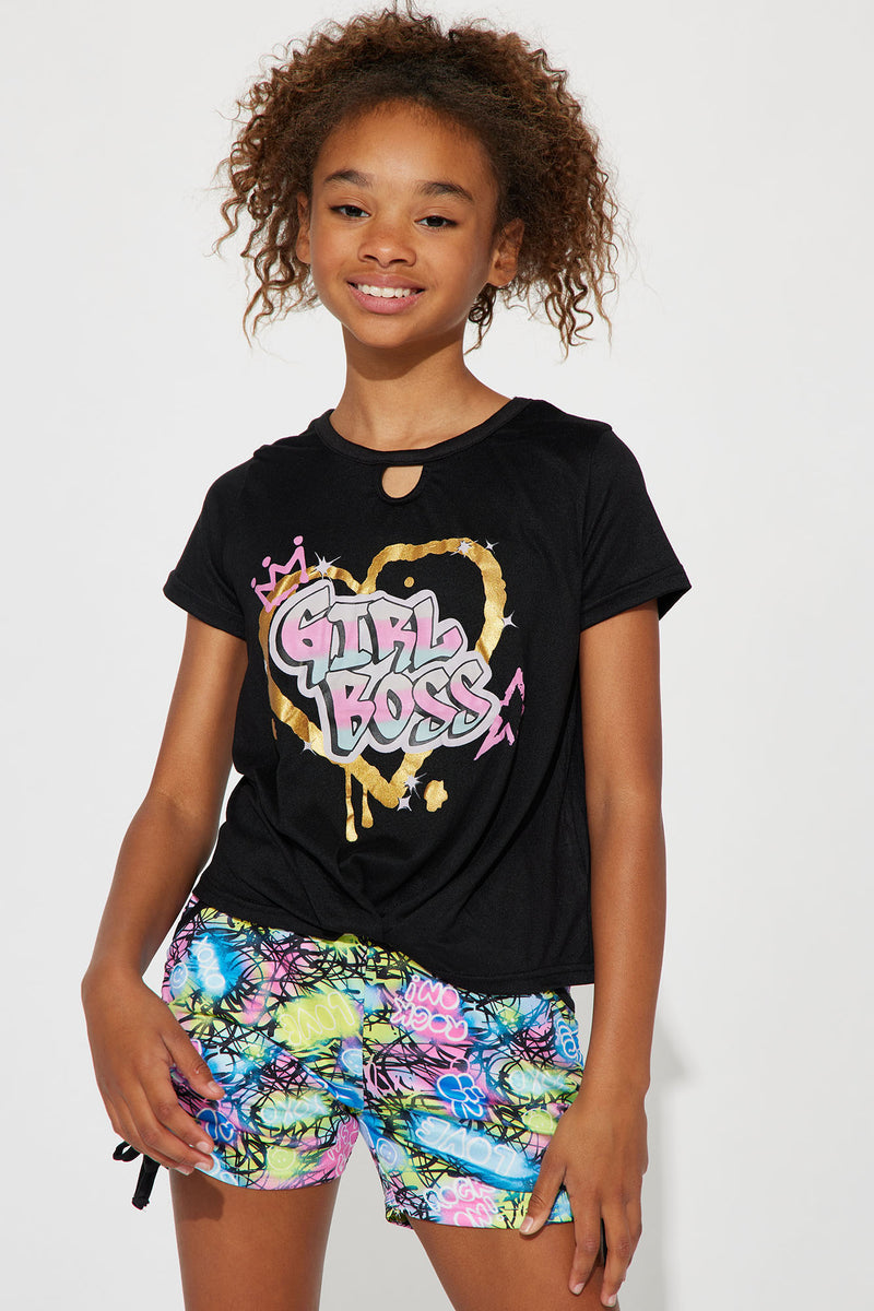 Mini Boss Of The Girls Short Set - Black/combo | Fashion Nova, Kids Sets | Fashion Nova