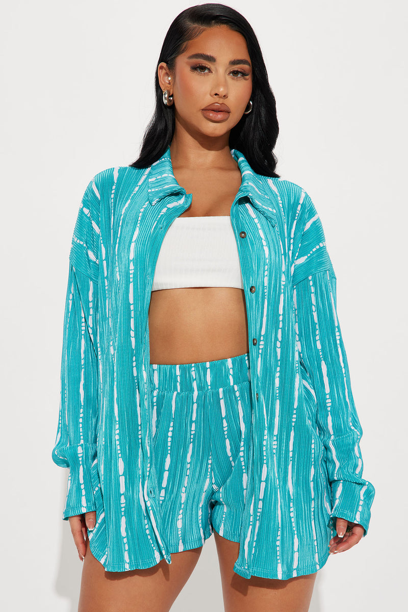Monica Plisse Short Set - Aqua | Fashion Nova, Matching Sets | Fashion Nova