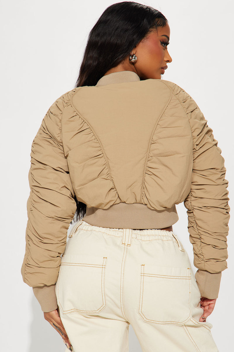 It's A Vibe Cropped Puffer - Khaki | Fashion Nova, Jackets & Coats | Fashion Nova