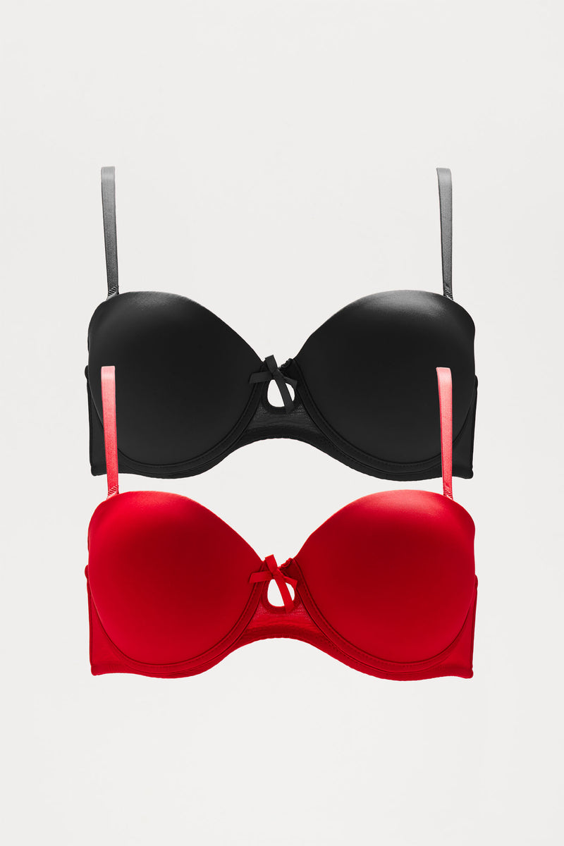Double Fun Strapless 2 Pack Bras - Red/combo | Fashion Nova, Lingerie & Sleepwear | Fashion Nova