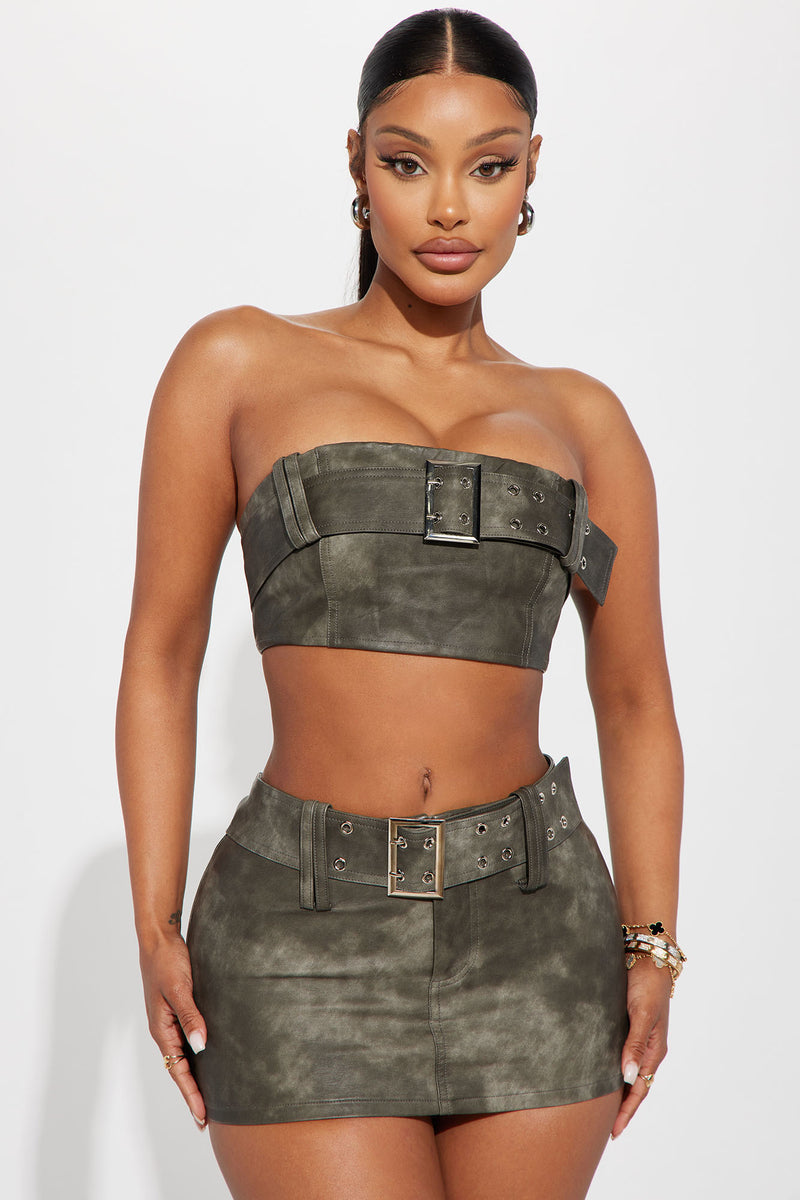 Janisa Faux Leather Tube Top Grey Fashion Nova Shirts And Blouses