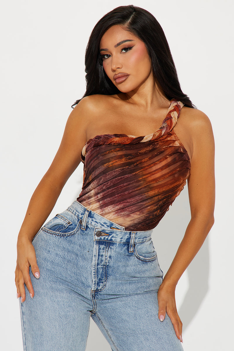 Private Island Textured Bodysuit Orange Combo Fashion Nova Bodysuits Fashion Nova