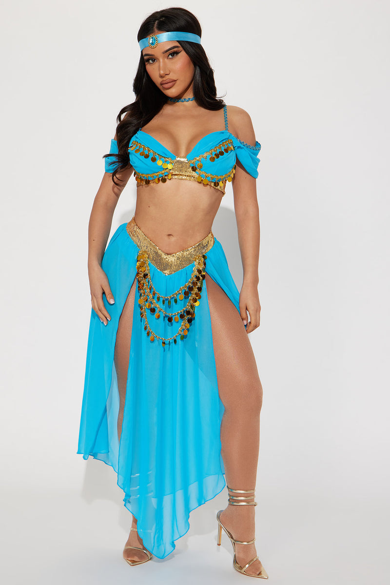 Show Me The Sky Princess 4 Piece Costume Set Blue Gold Fashion Nova