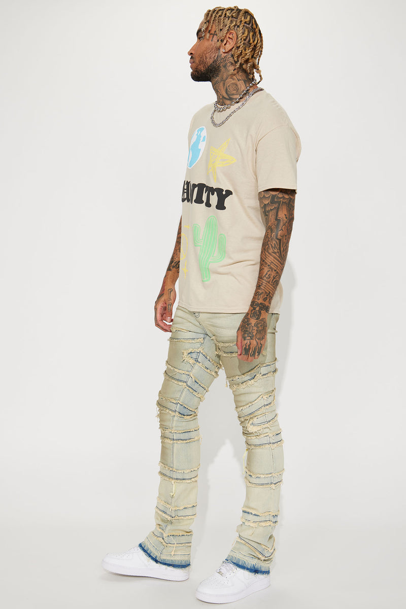 Be Seen Fray Stacked Skinny Flare Jeans Medium Wash Fashion Nova