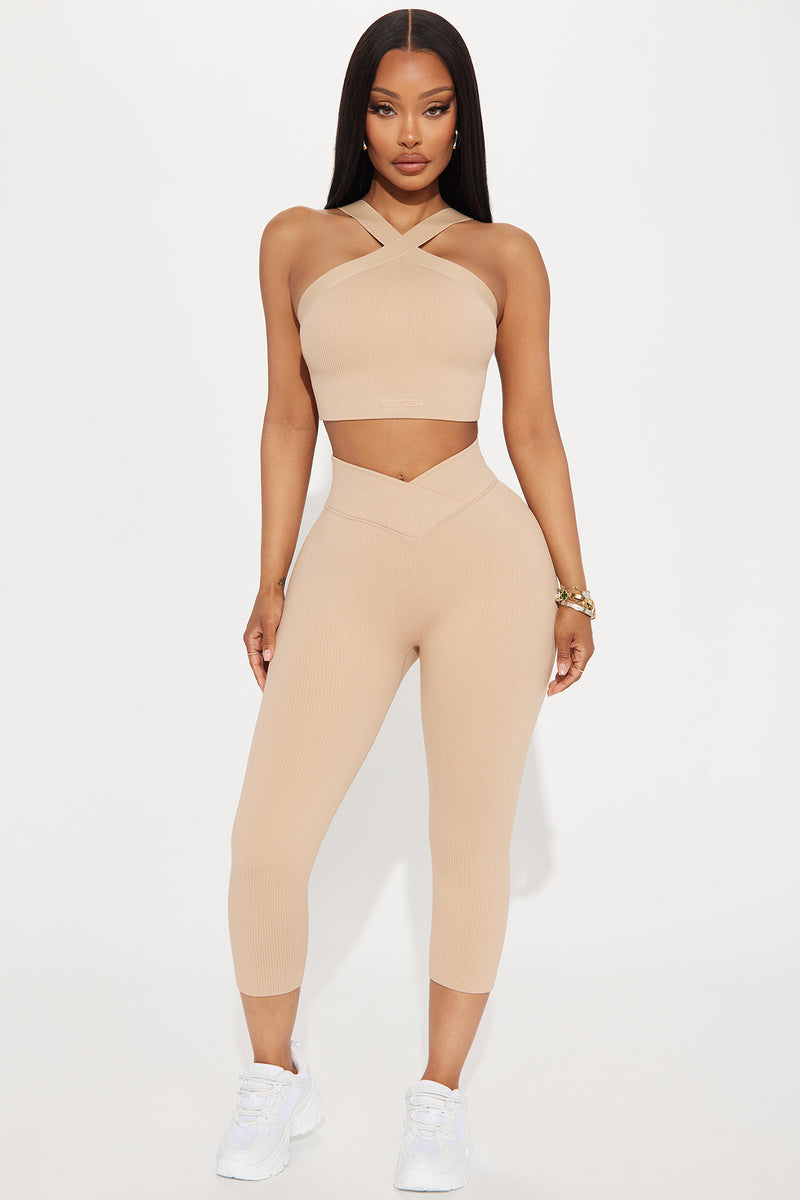 Double Cross Effortless Seamless Active Capri - Tan | Fashion Nova, Nova Sport | Fashion Nova
