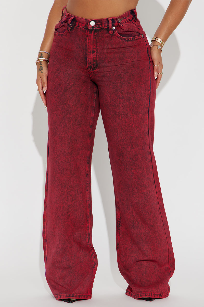Red Hot Coated Wide Leg Jeans - Red | Fashion Nova, Jeans | Fashion Nova