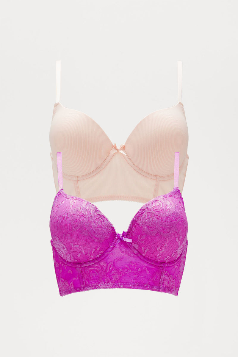 Made For You 2 Pack Bras - Raspberry/Combo | Fashion Nova, Lingerie & Sleepwear | Fashion Nova