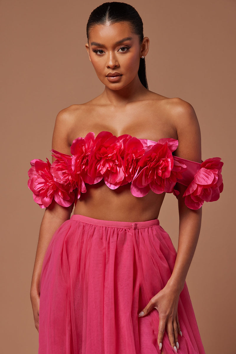 Farah Flower Cropped Top Hot Pink Fashion Nova Luxe Fashion Nova