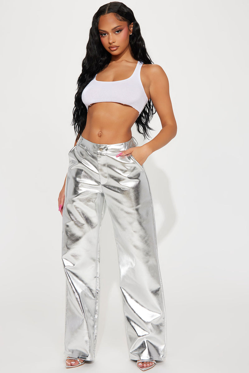 Disco Party Metallic Pant - Silver | Fashion Nova, Pants | Fashion Nova