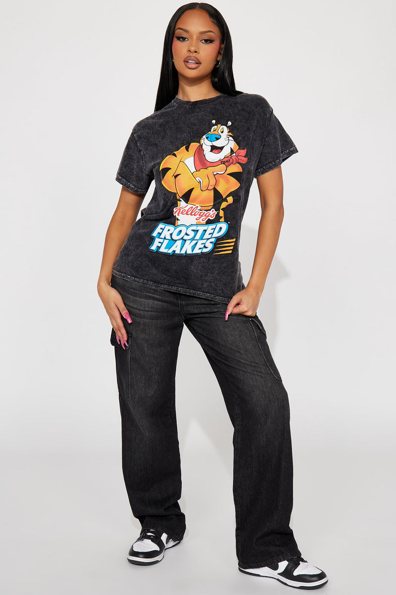 Frosted Flakes Washed Graphic Tee Black Wash Fashion Nova Screens Tops And Bottoms