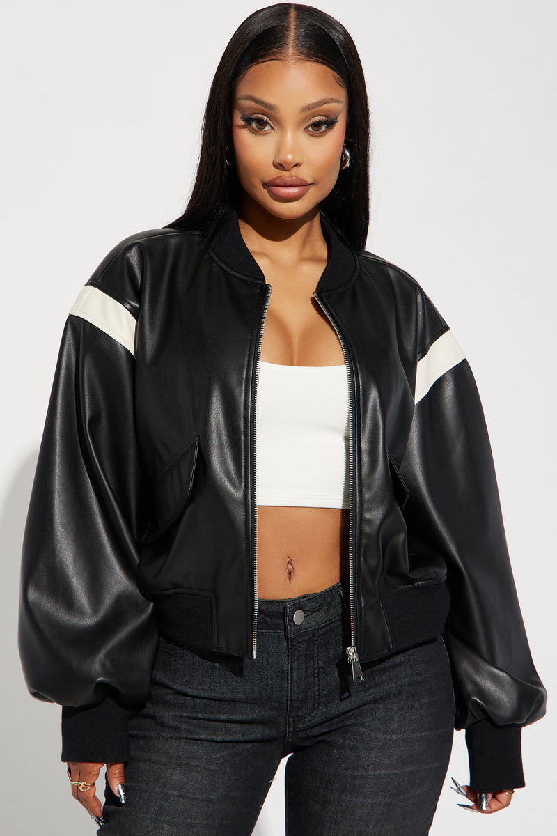 So Starstruck Faux Leather Bomber Jacket - Black | Fashion Nova, Jackets & Coats | Fashion Nova