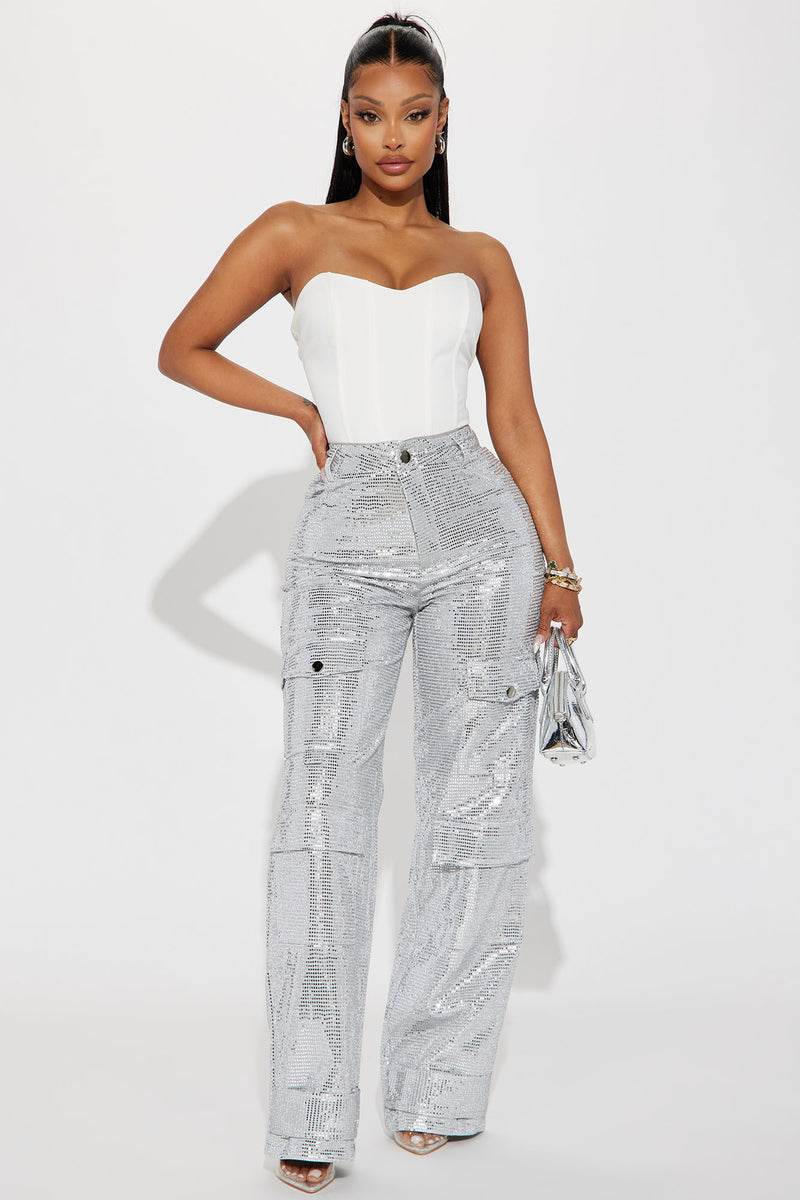 Diva At The Disco Cargo Pant - Silver | Fashion Nova, Pants | Fashion Nova