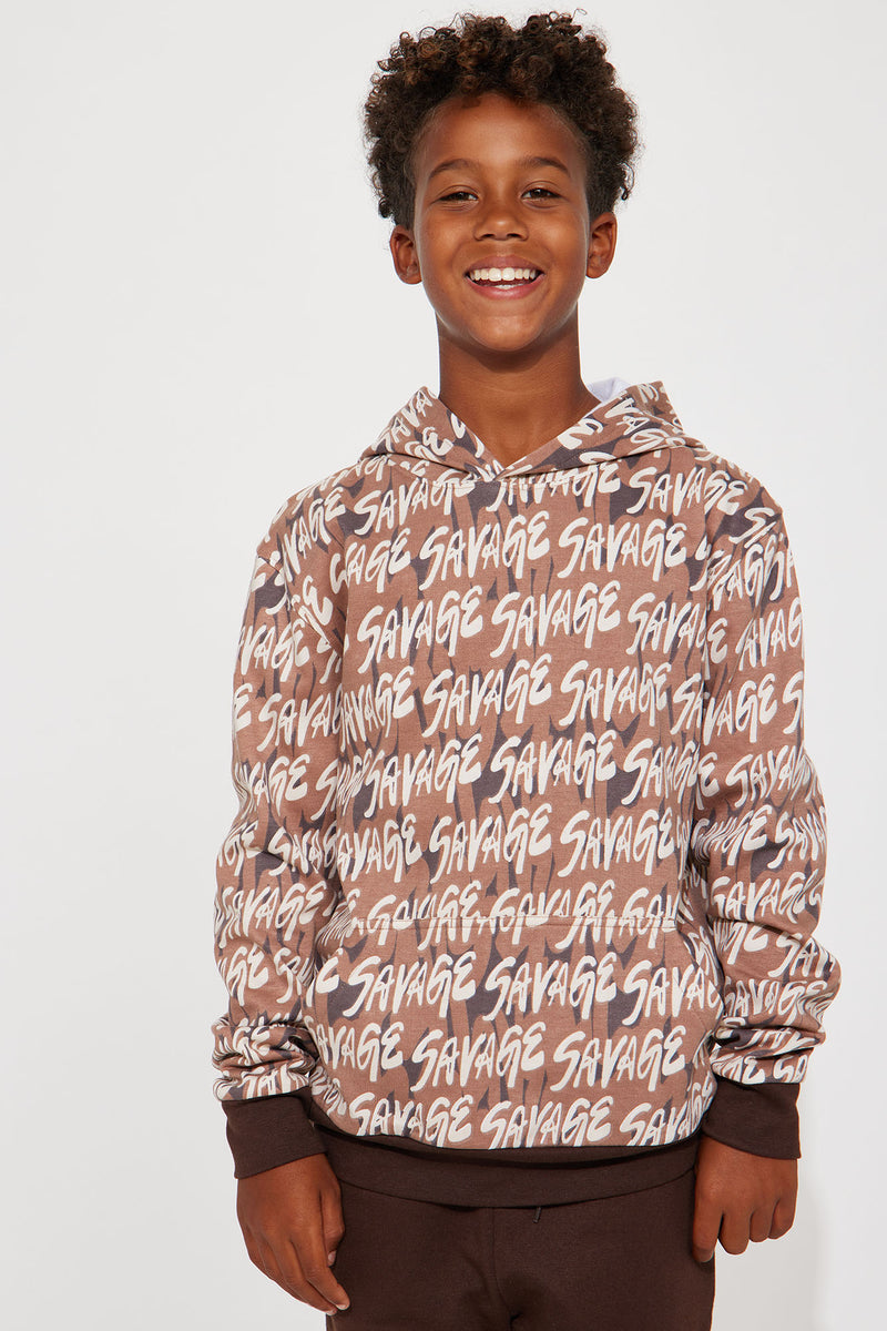 Mini Savage All Over Fleece Jogger Set - Brown/combo | Fashion Nova, Kids Sets | Fashion Nova