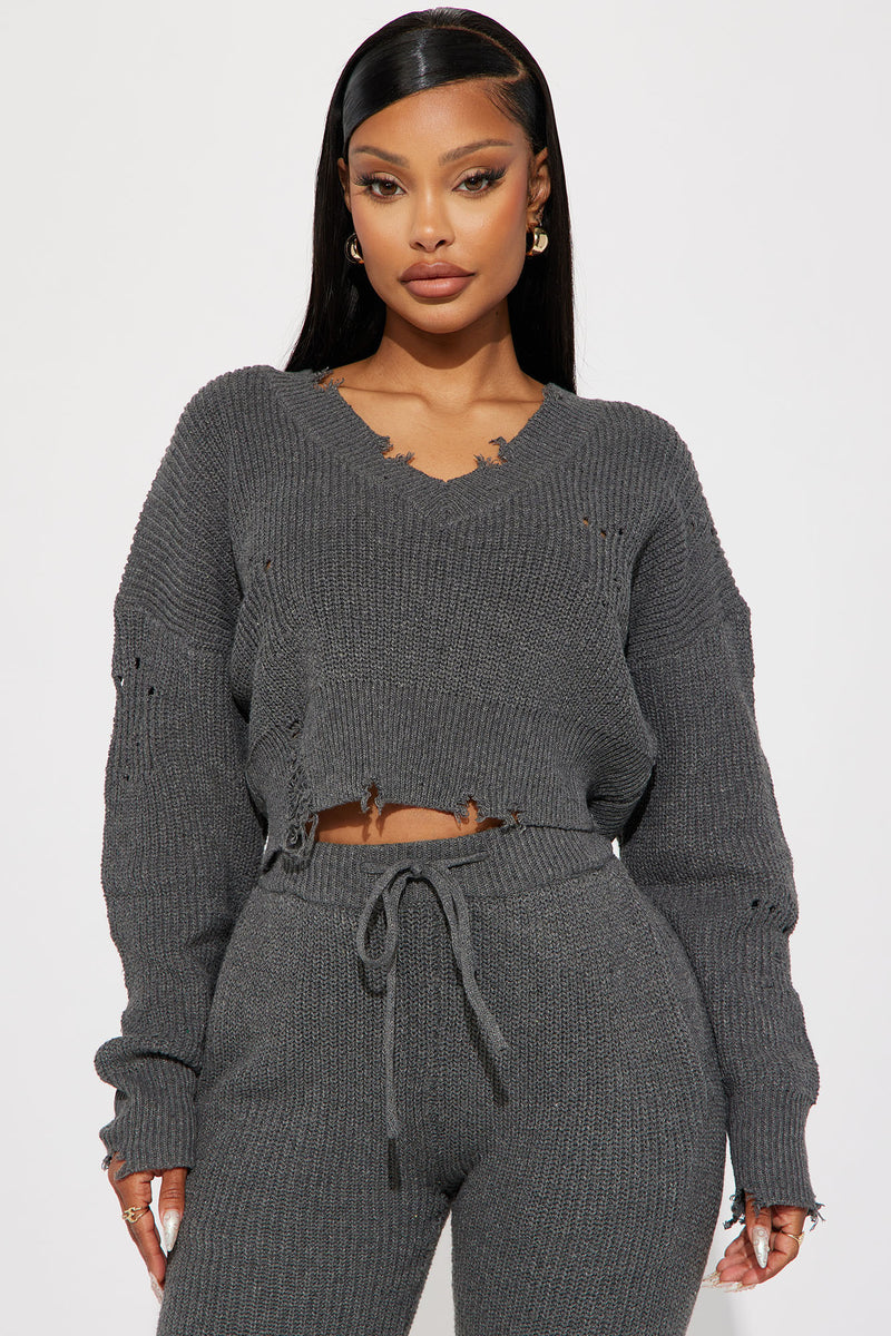 Being Myself Sweater Pant Set Charcoal Fashion Nova Matching Sets