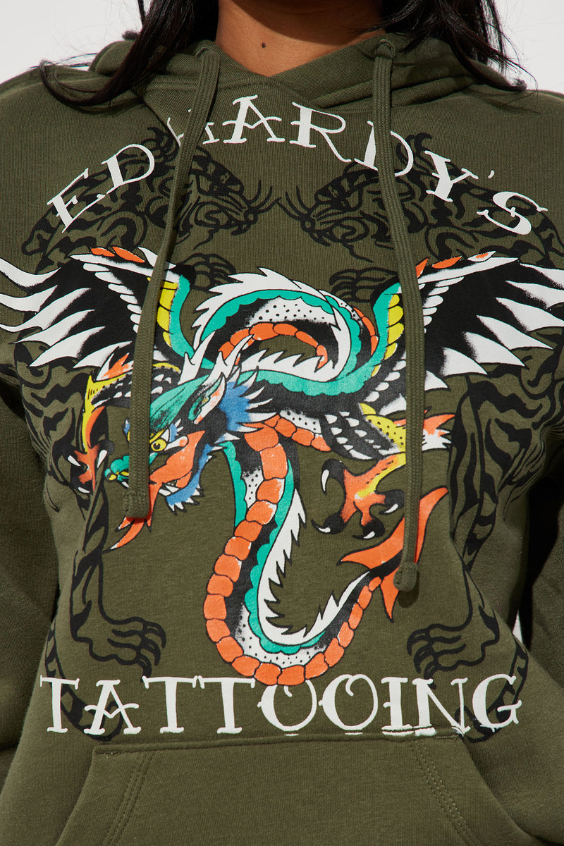 Ed Hardy Tattooing Hoodie Olive Fashion Nova Screens Tops And