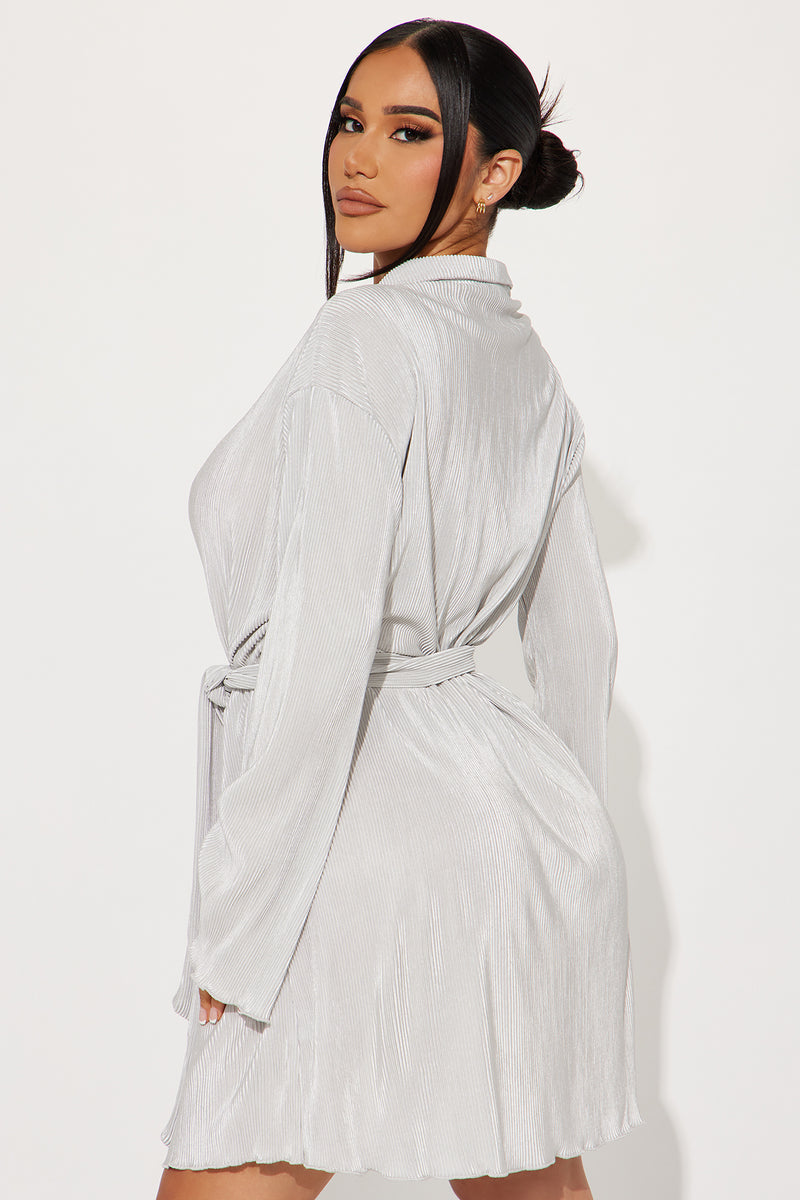 On The Clock Plisse Mini Dress - Silver | Fashion Nova, Dresses | Fashion Nova