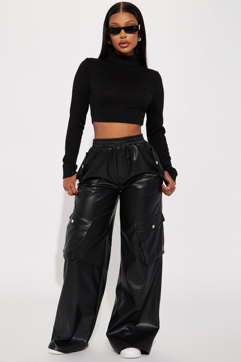 Valencia Faux Leather Cargo Pant Black Fashion Nova Pants