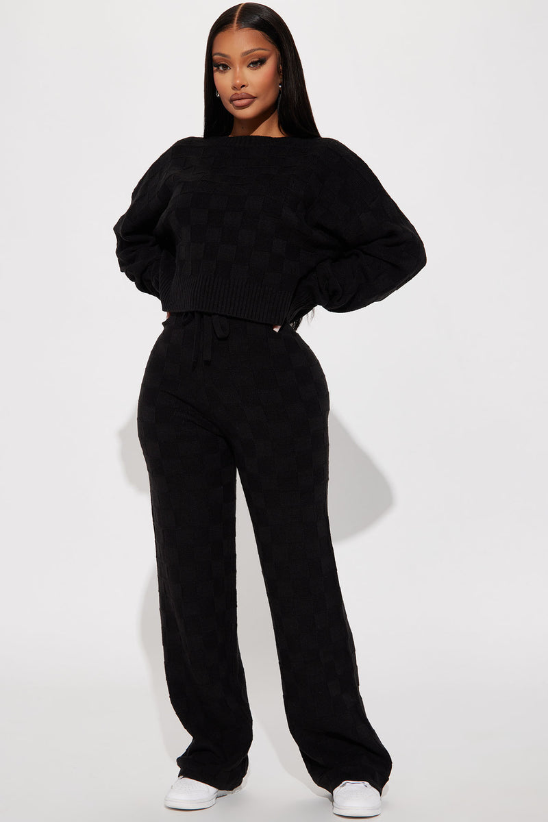 Lets Be Real Sweater Pant Set Black Fashion Nova Matching Sets