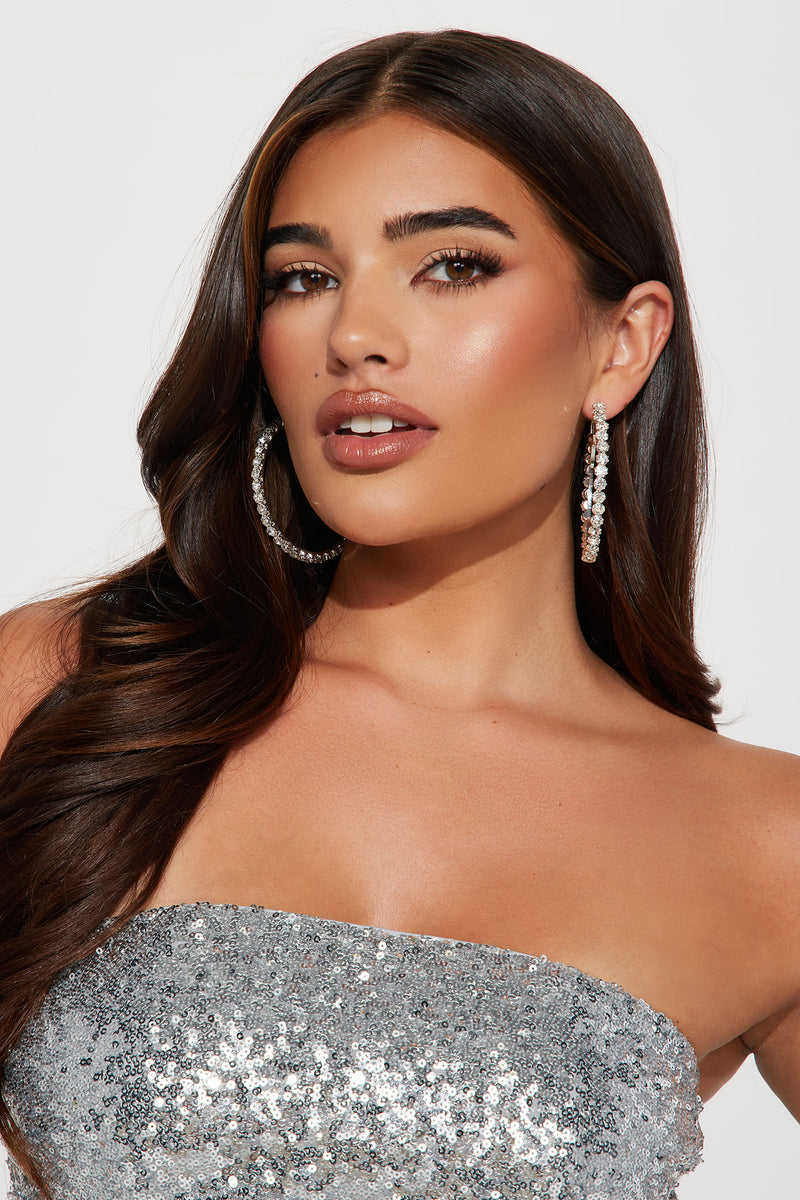 Bella Babe Hoop Earrings Silver Fashion Nova Jewelry Fashion Nova