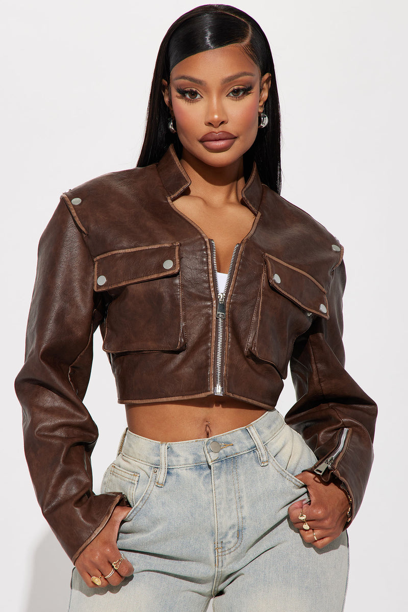Brooklyn Faux Leather Fitted Jacket - Brown | Fashion Nova, Jackets & Coats | Fashion Nova