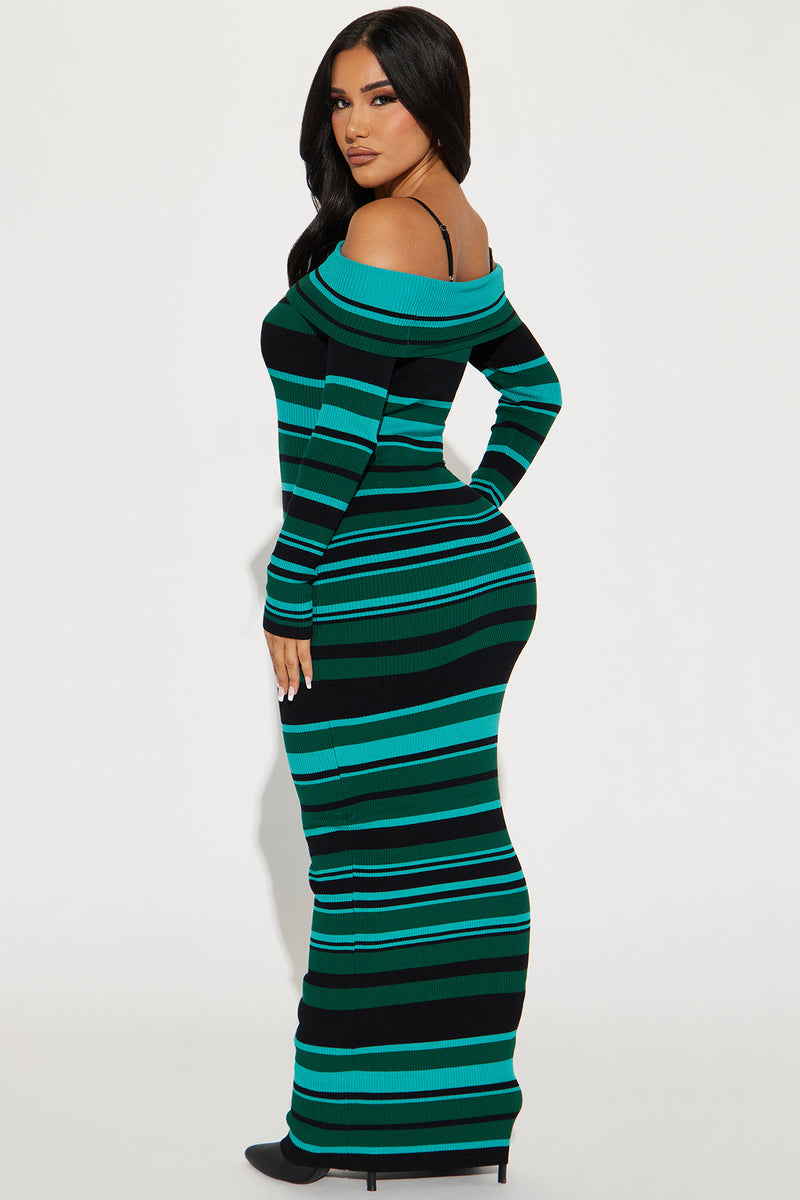 Isabel Sweater Maxi Dress Green Combo Fashion Nova Dresses