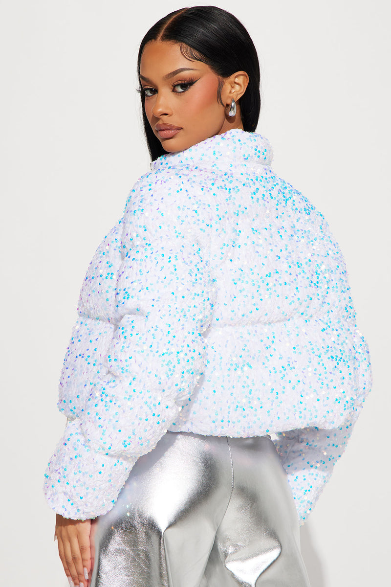 Allure Sequin Puffer Jacket - White | Fashion Nova, Jackets & Coats | Fashion Nova